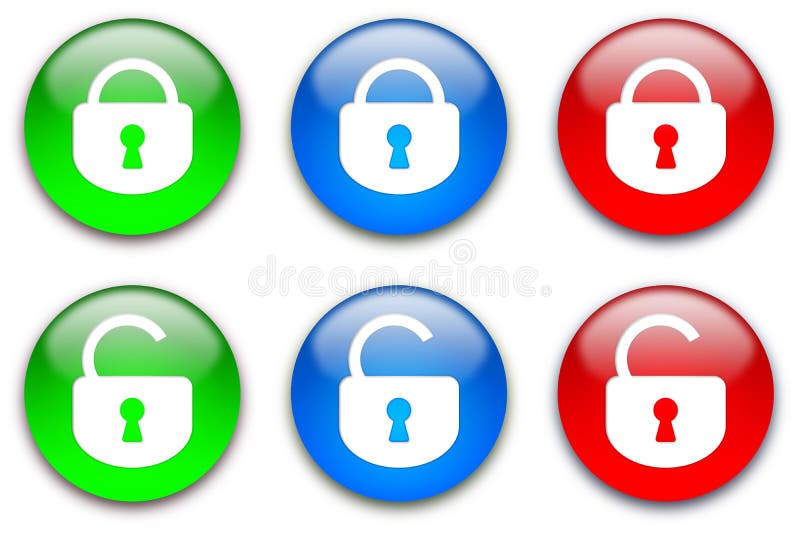 Lock buttons set stock illustration. Illustration of blue - 10977284
