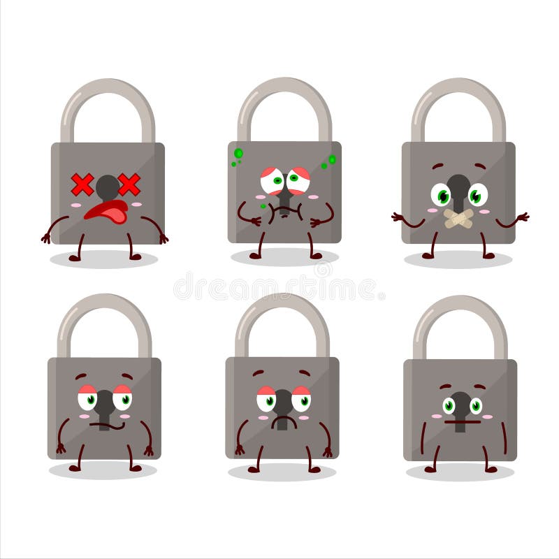 Lock Cartoon Character in with Nope Expression Stock Vector ...