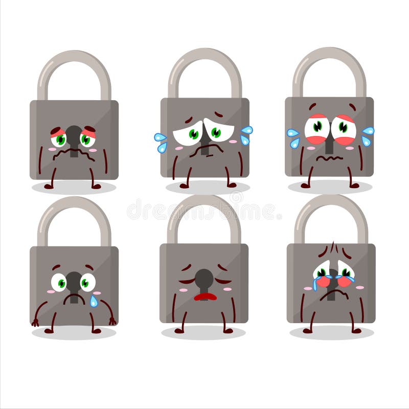 Lock Cartoon in Character with Sad Expression Stock Vector ...