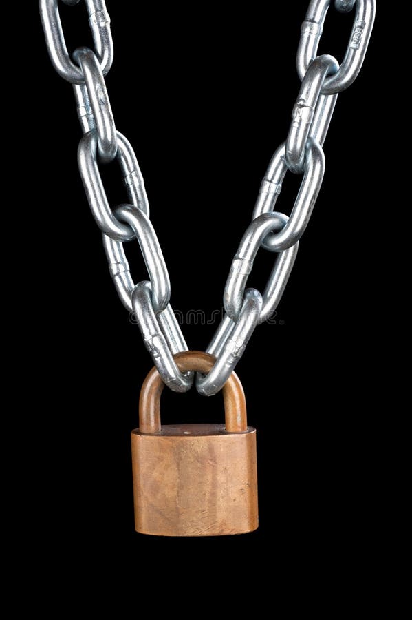 Woman Wearing Metal Neck Chain Link Padlock Stock Photo - Image of lock ...