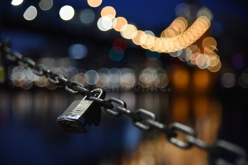 Lock and Chain Cincinnati Ohio Stock Image - Image of flower, blue ...