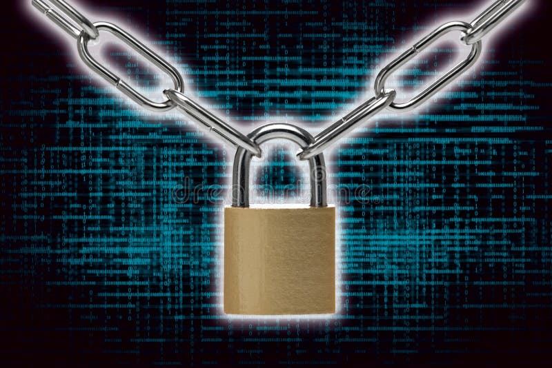 Lock and Chain, Digital Binary Code, Background Stock Illustration ...
