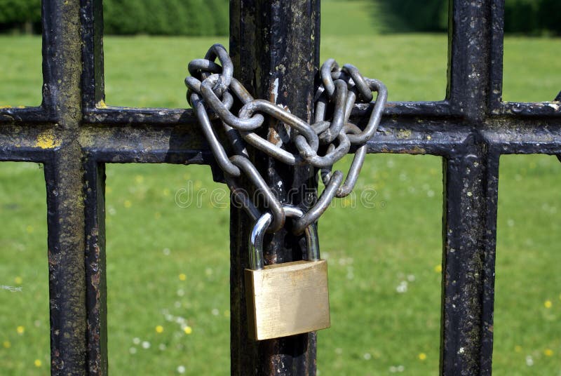 Lock and chain of a gate stock image. Image of locked - 44849045