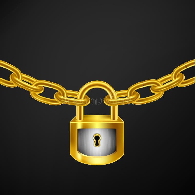 Lock chain gold stock vector. Illustration of industry - 38324008