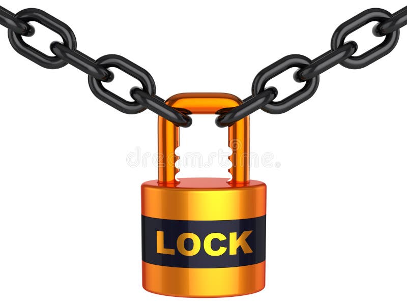 Lock and chain (Hi-Res) stock illustration. Illustration of orange ...