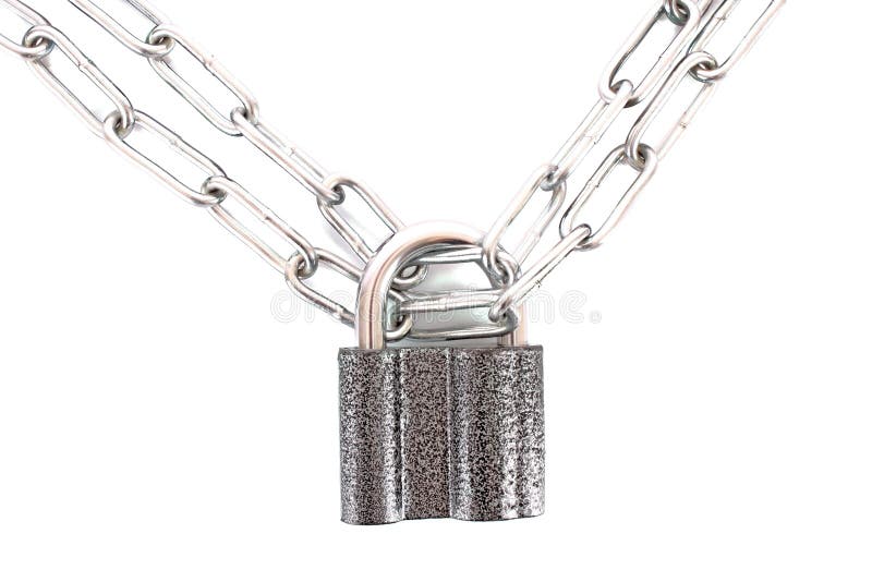 Lock and chain isolated stock image. Image of safety - 18450899