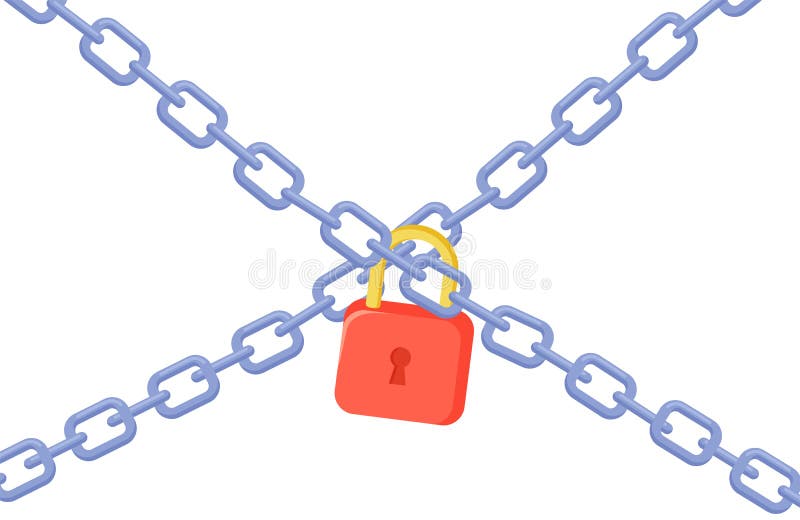 Lock with Chain Isolated Vector. Concept of Protection. Security Design ...