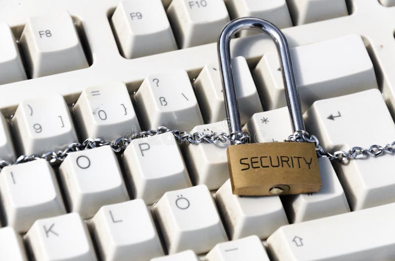 Lock with a Chain on the Keyboard Stock Photo - Image of information ...