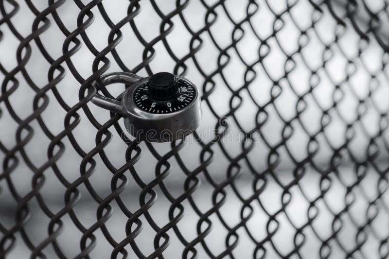 Lock on Chain Link Fence Full Frame Backgrounds Metaphor Security ...