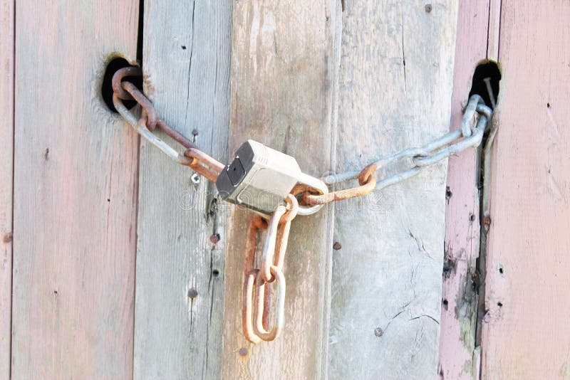 Lock & Chain on Old Wood Texture Background Stock Image - Image of wood ...