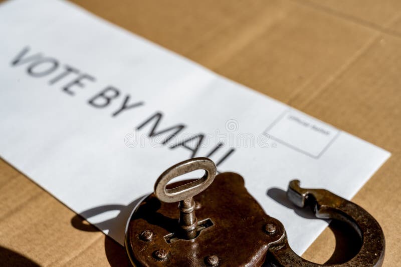 Lock and Chain Resting on an Envelope for Vote by Mail Ballot for ...