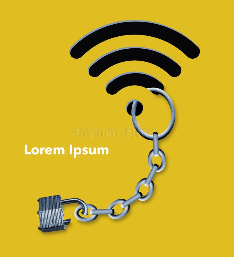 A Lock and Chain Secure this Home WiFi Network Icon. Text Area. Stock ...