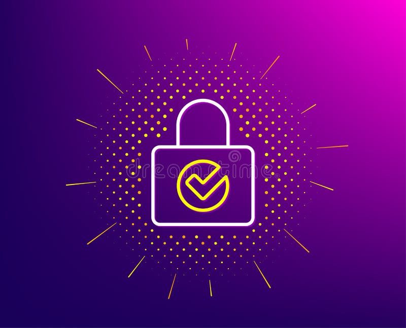 Lock with Check Line Icon. Private Locker Sign. Vector Stock Vector ...