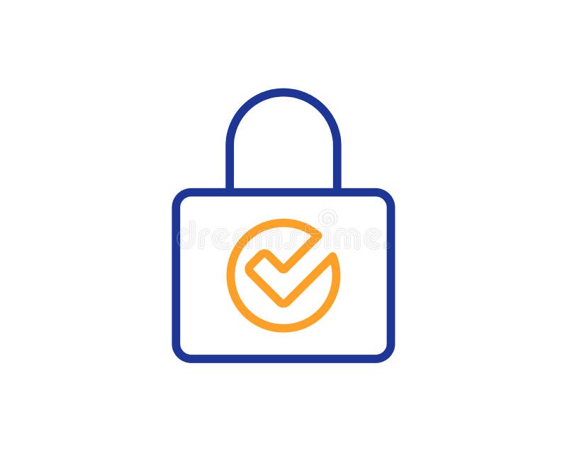 Lock with Check Line Icon. Private Locker Sign. Vector Stock Vector ...