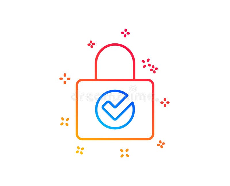 Lock with Check Line Icon. Private Locker Sign. Vector Stock Vector ...