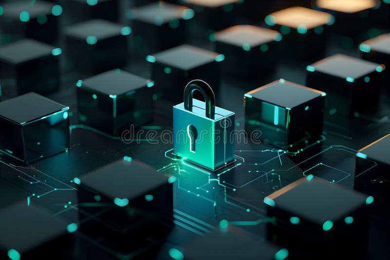 Lock with Circuit Pathways. Data Security, Cybersecurity, Cyber Defense ...