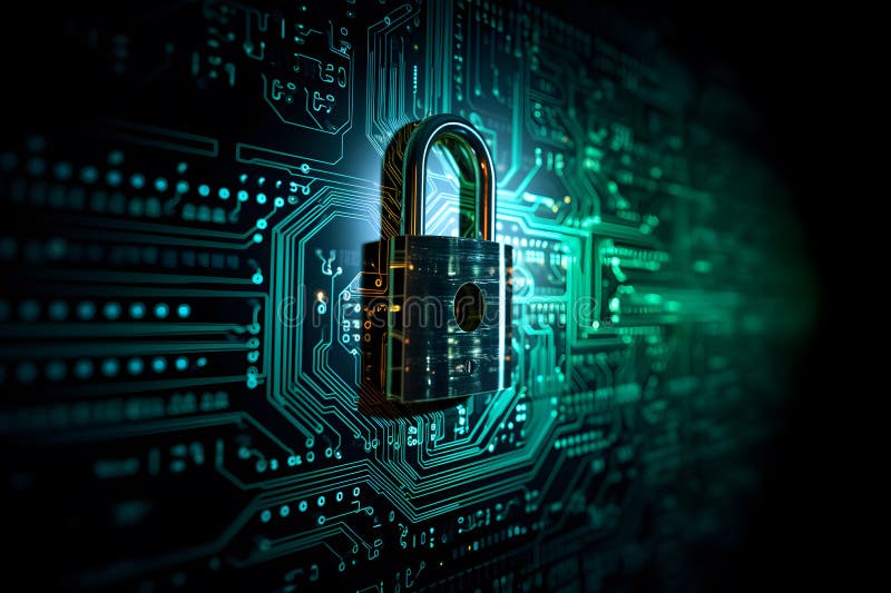 Lock with Circuit Pattern. Concept of Data Security, Cybersecurity ...