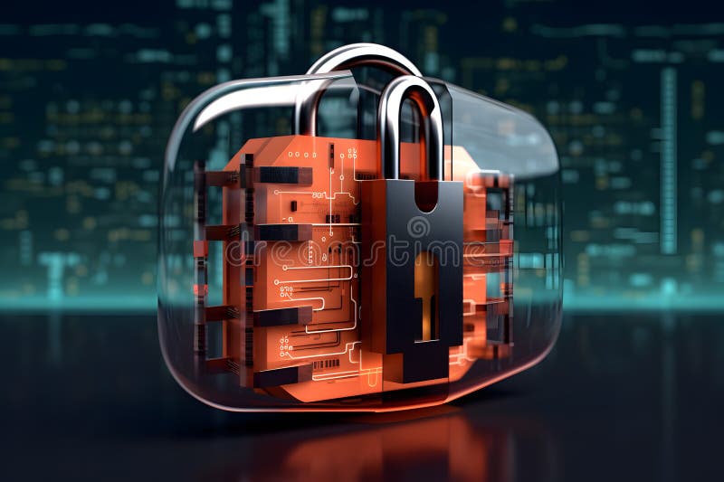 Lock with Circuit Pattern. Concept of Data Security, Cybersecurity ...