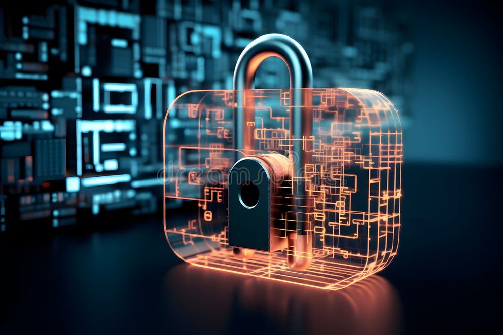 Lock with Circuit Pattern. Concept of Data Security, Cybersecurity ...