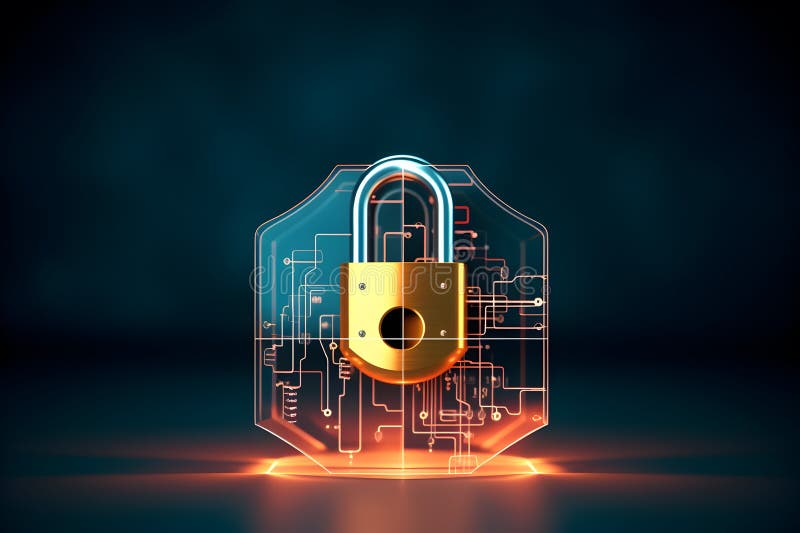 Lock with Circuit Pattern. Concept of Data Security, Cybersecurity ...