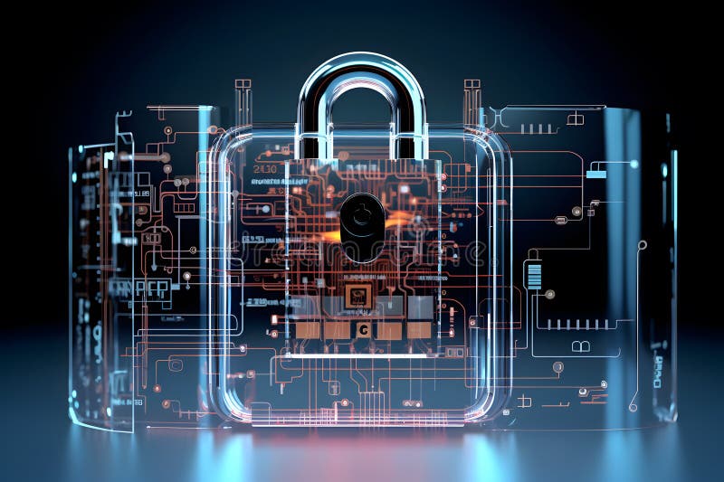 Lock with Circuit Pattern. Concept of Data Security, Cybersecurity ...
