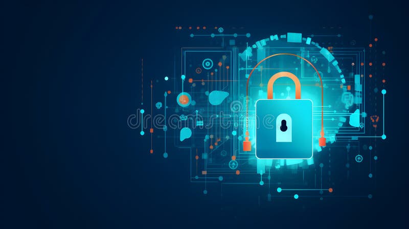 Lock In Circuit Pattern Concept Of Data Security And Cybersecurity Ai