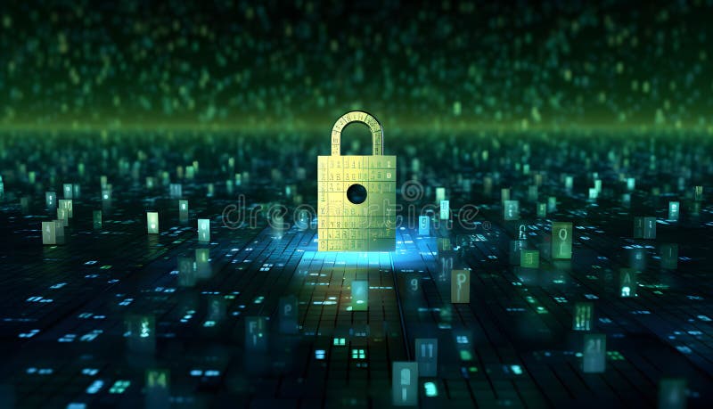 Lock On Circuit Pattern Concept Of Data Security And Cybersecurity Ai