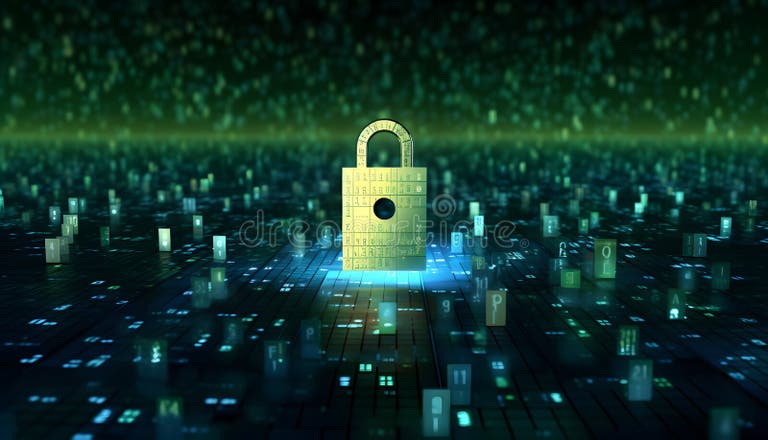 Lock on Circuit Pattern. Concept of Data Security and Cybersecurity. AI ...