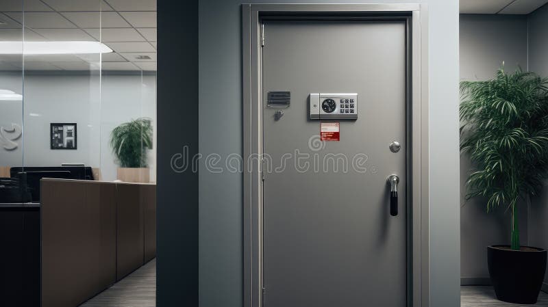 Lock closed office doors stock illustration. Illustration of keypadlock ...
