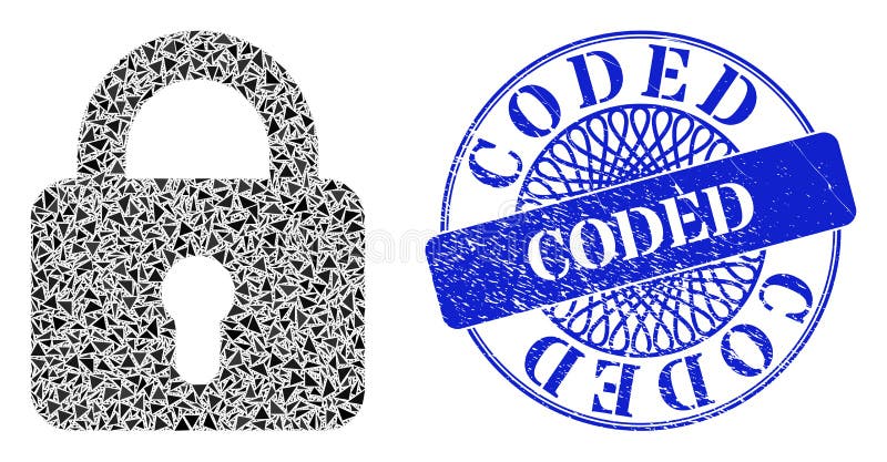 Distress Coded Seal and Triangle Lock Mosaic Stock Vector ...
