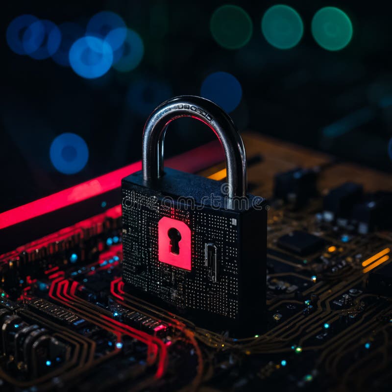 Lock on a Computer Board. Information Security Concept Stock ...