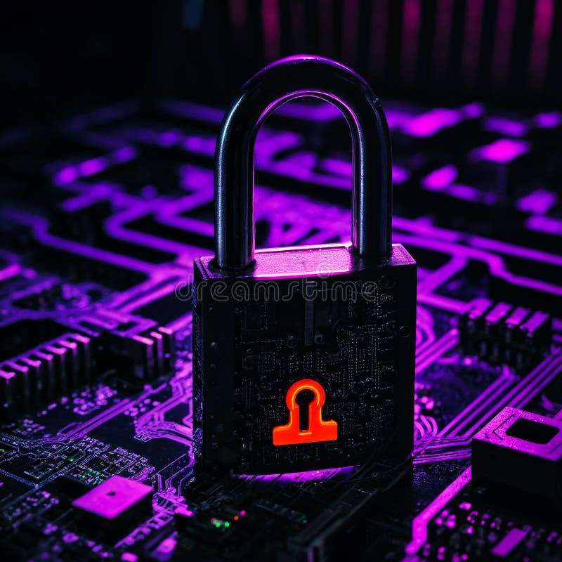 Lock on a Computer Board. Information Security Concept Stock ...