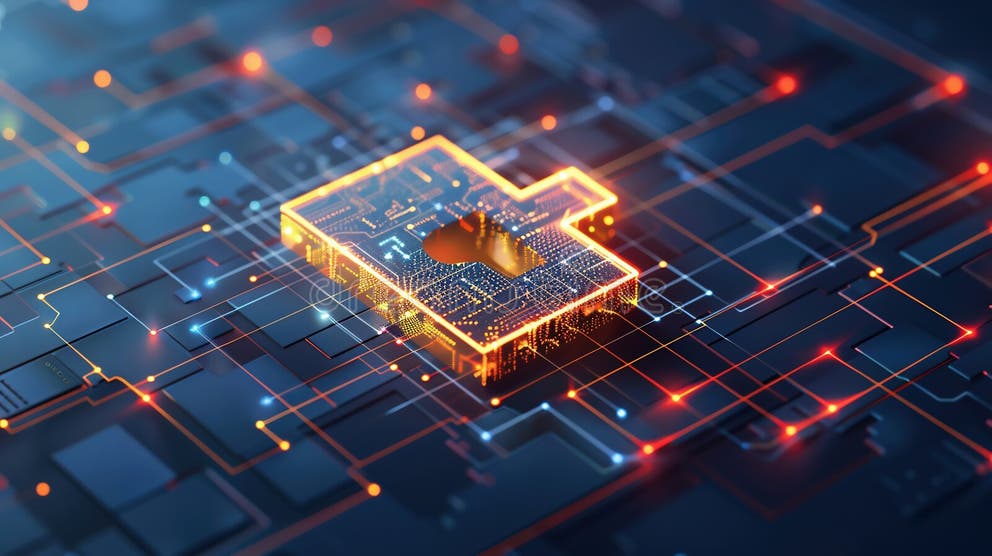 Lock on Computer Chip - Technology Security Concept Stock Photo - Image ...