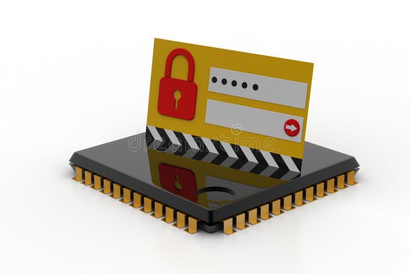 Lock on Computer Chip - Technology Security Concept Stock Illustration ...
