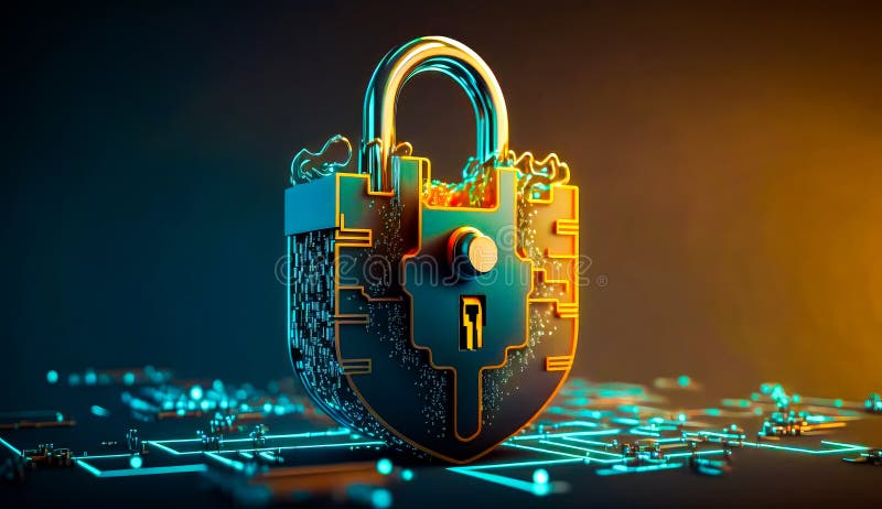 Lock on Computer Keyboard with Glowing Keys. Generative AI Stock ...