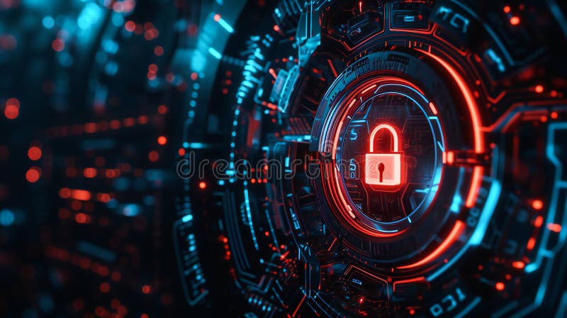 A Lock on a Computer Motherboard or Hardware Device. Security Hardware ...