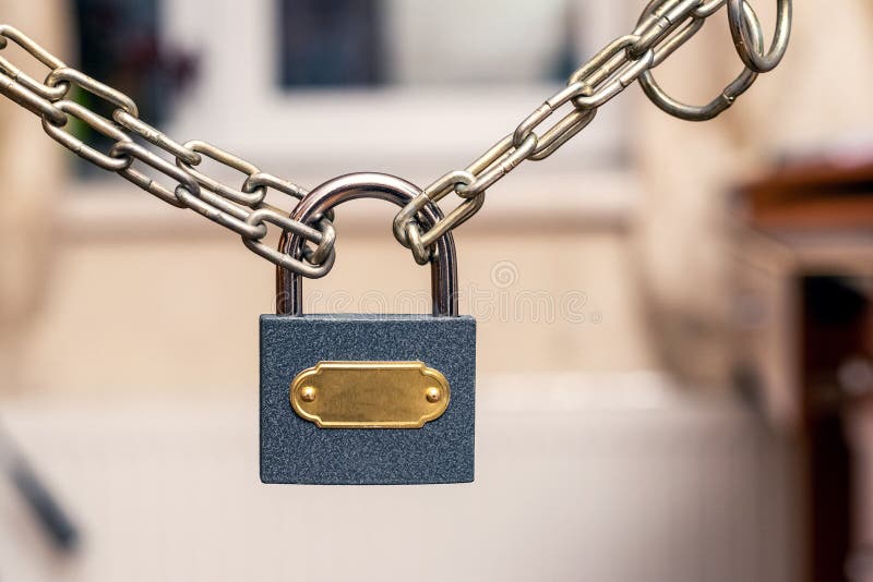 The Lock Connects the Two Parts of the Chain Stock Photo - Image of ...