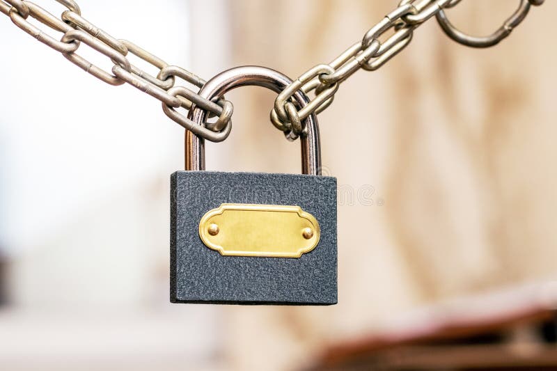 The Lock Connects the Two Parts of the Chain Stock Image - Image of ...