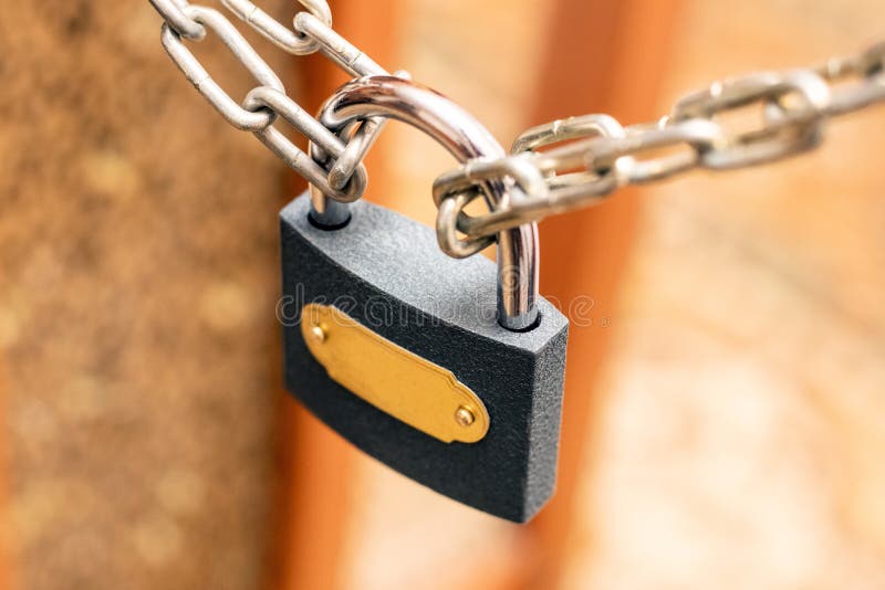 The Lock Connects the Two Parts of the Chain Stock Image - Image of ...
