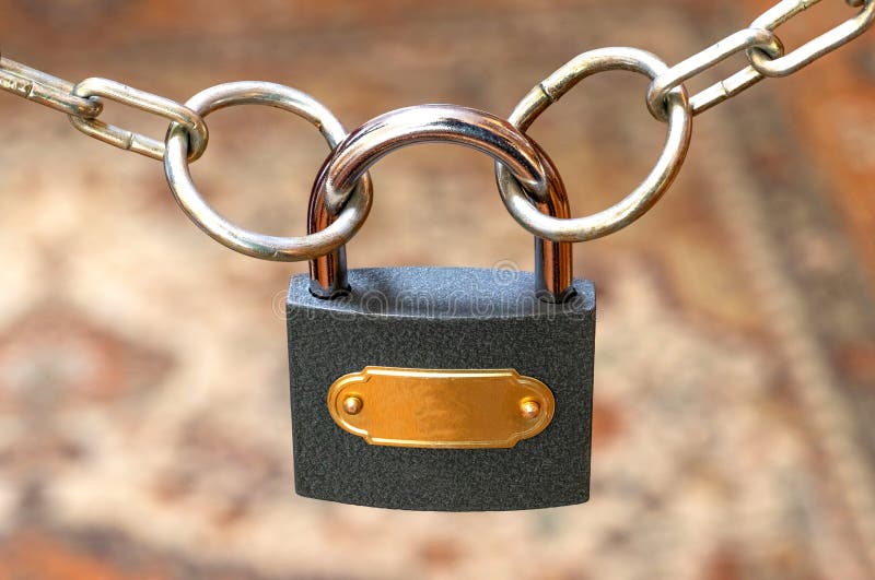 The Lock Connects the Two Parts of the Chain Stock Image - Image of ...