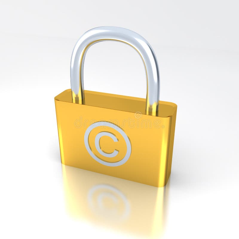 Lock with copyright symbol stock illustration. Illustration of business ...