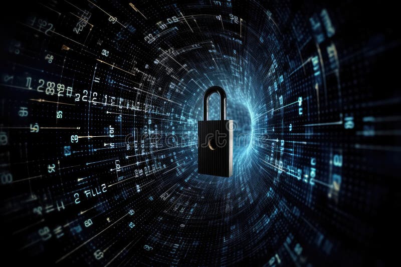 A Lock on a Cyber Security Background Prevents Hacking in the Network ...
