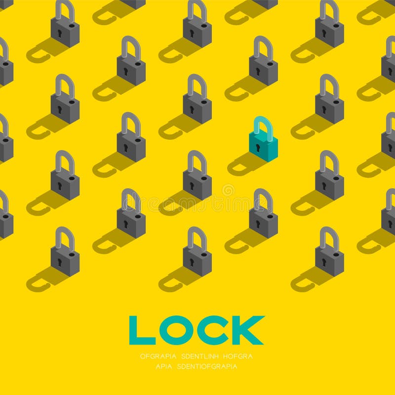 Lock 3D Isometric Pattern, Password Unlock Concept Poster And Banner ...