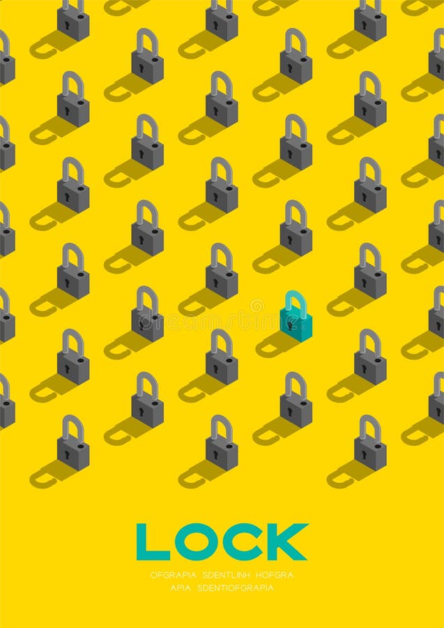 Lock 3D Isometric Pattern, Password Unlock Concept Poster and Banner ...