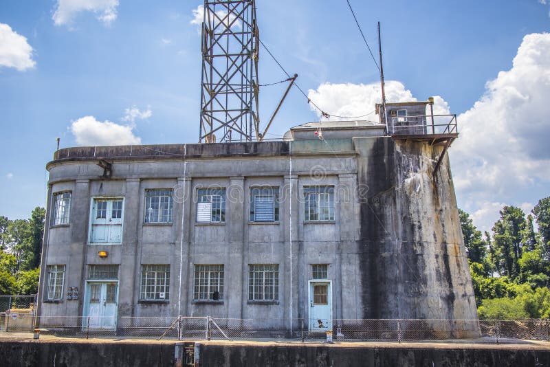 Lock and Dam Old Concrete Building Over the Dam Stock Image - Image of ...