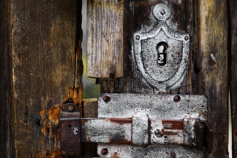Old Lock and Locking Hardware on Antique Jail Door Stock Photo - Image ...