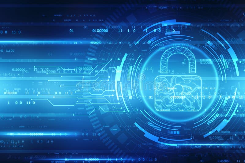 Lock on Digital Screen. Technology Security Concept. Modern Safety ...
