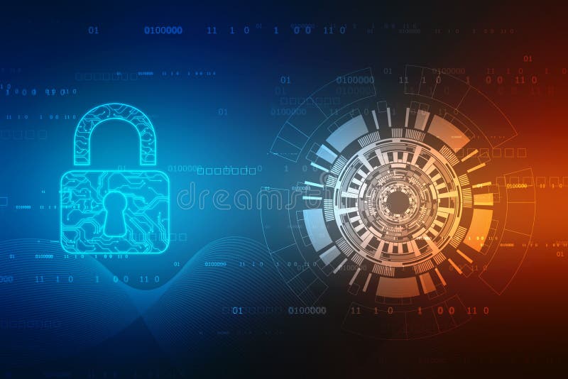 Lock on Digital Screen. Technology Security Concept. Modern Safety ...