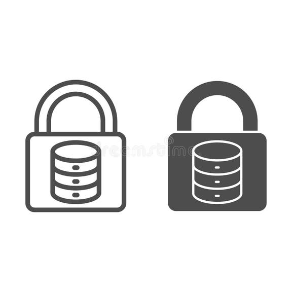 Lock with Disks Line and Solid Icon, Data Protection Concept. Vector Graphics Stock Vector ...
