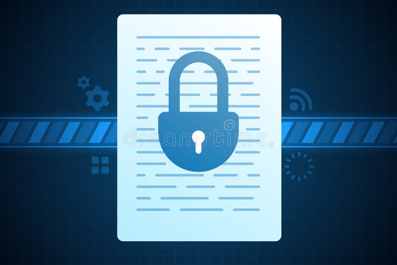 Lock Document File Illustration, Data Security Concept. Stock Vector ...
